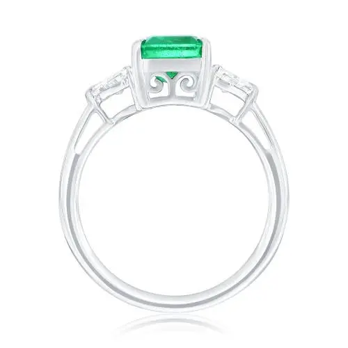 SOUZANA BY SUZY LEVIAN 14k White Gold 2.95ct Emerald And 0.50cttw Diamond Ring