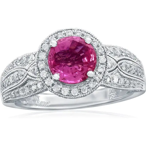 SOUZANA BY SUZY LEVIAN 14k White Gold 1.55ct Sapphire And 0.95cttw Diamond Ring - Pink