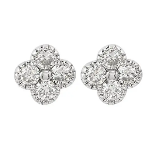 SOUZANA BY SUZY LEVIAN 14k Gold 7/10cttw Diamond Clover Stud Earrings - White Gold