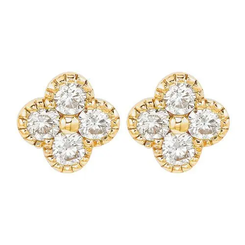 SOUZANA BY SUZY LEVIAN 14k Gold 7/10cttw Diamond Clover Stud Earrings - Yellow Gold