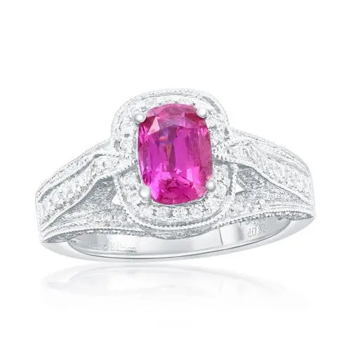 SOUZANA BY SUZY LEVIAN 14k White Gold 1.61ct Royal Sapphire & 0.82cttw Diamond Ring - Pink