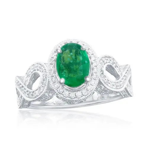 SOUZANA BY SUZY LEVIAN 14k White Gold 1.10ct Colombian Emerald And 0.88cttw Diamond Ring - Green