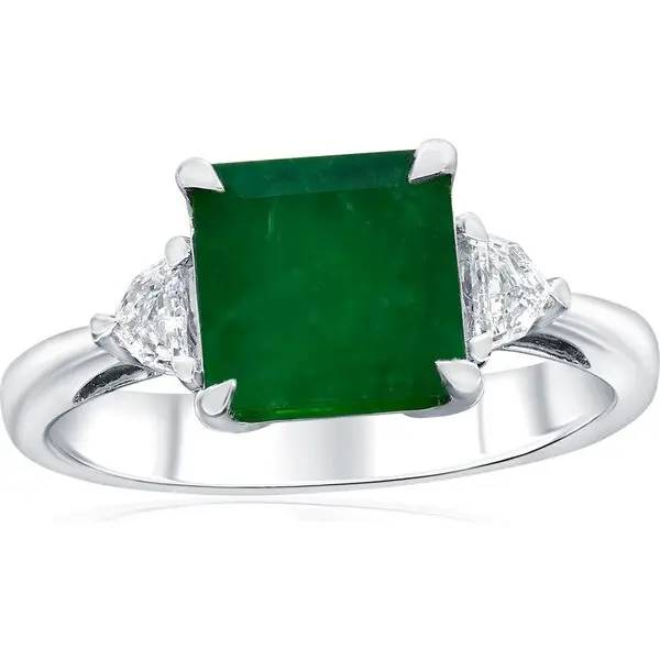 SOUZANA BY SUZY LEVIAN 14k White Gold 2.75ct Emerald And 0.20cttw Diamond Ring - Green