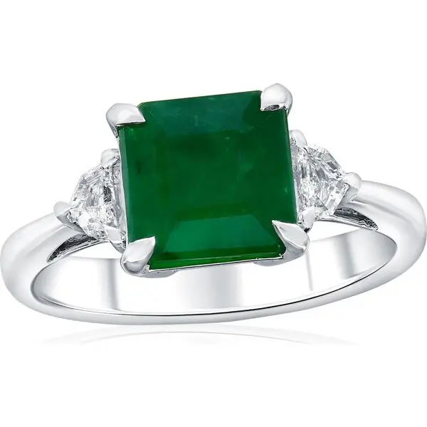 SOUZANA BY SUZY LEVIAN 14k White Gold 2.77ct Emerald & 0.20cttw Diamond Ring - Green