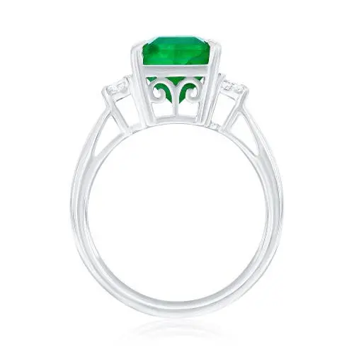 SOUZANA BY SUZY LEVIAN 14k White Gold 2.77ct Emerald & 0.20cttw Diamond Ring