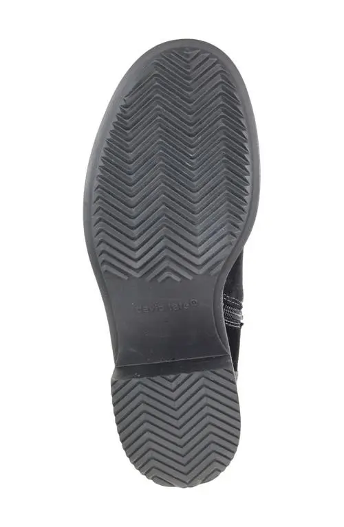 DAVID TATE Spenser Bootie With Croc Embossed Paneling And Buckled Straps - Black Leather