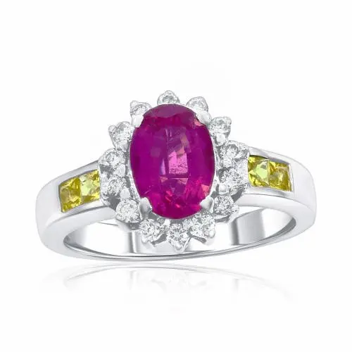 SOUZANA BY SUZY LEVIAN 18k Gold 2ct Tourmaline & 0.8cttw Diamond & Sapphire Ring - Yellow