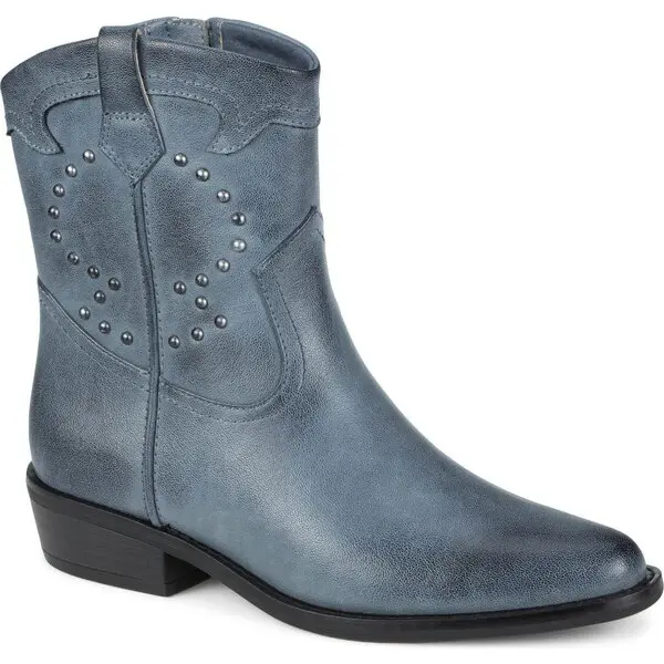 BARETRAPS Nova Western Ankle Boots With Stud Embellishments - Navy