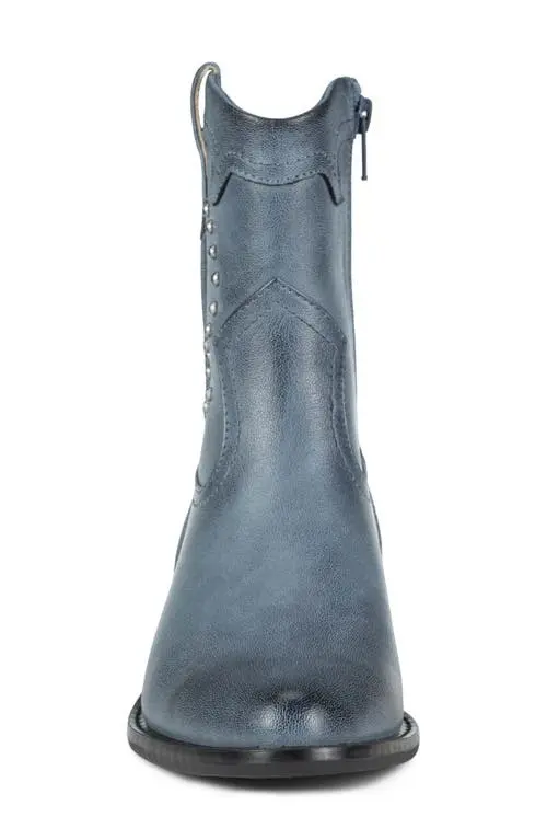 BARETRAPS Nova Western Ankle Boots With Stud Embellishments - Navy