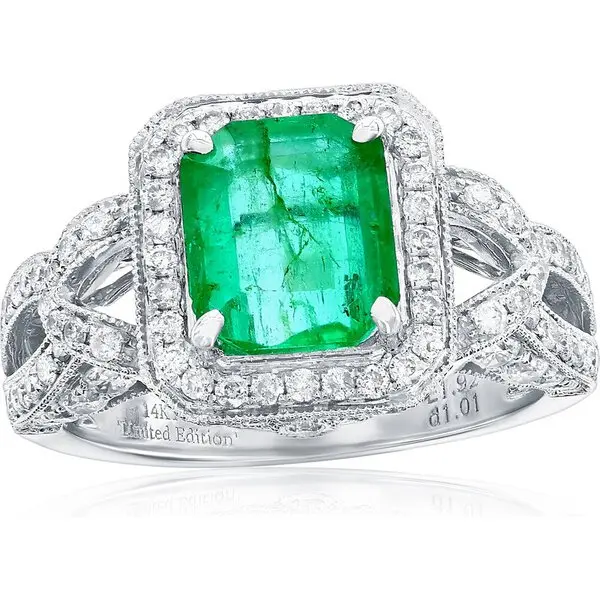 SOUZANA BY SUZY LEVIAN 14k White Gold 1.92ct Emerald And 1.01cttw Diamond Ring - Green