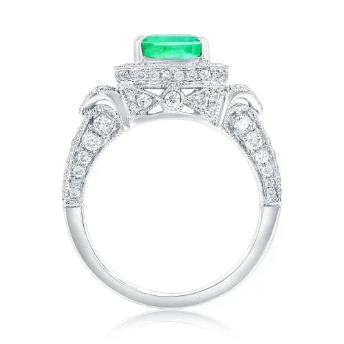 SOUZANA BY SUZY LEVIAN 14k White Gold 1.92ct Emerald And 1.01cttw Diamond Ring