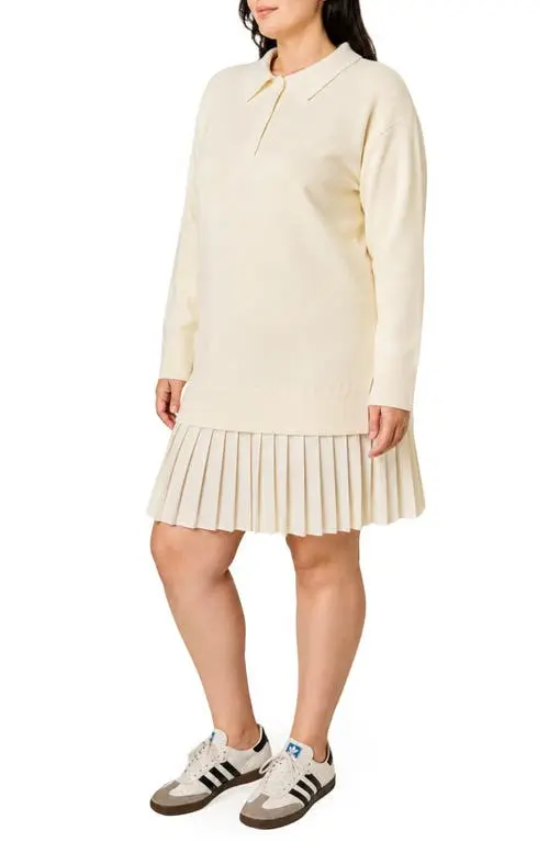 English Factory Mixed Media Polo Minidress - Cream