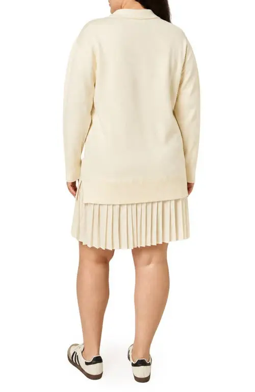 English Factory Mixed Media Polo Minidress - Cream