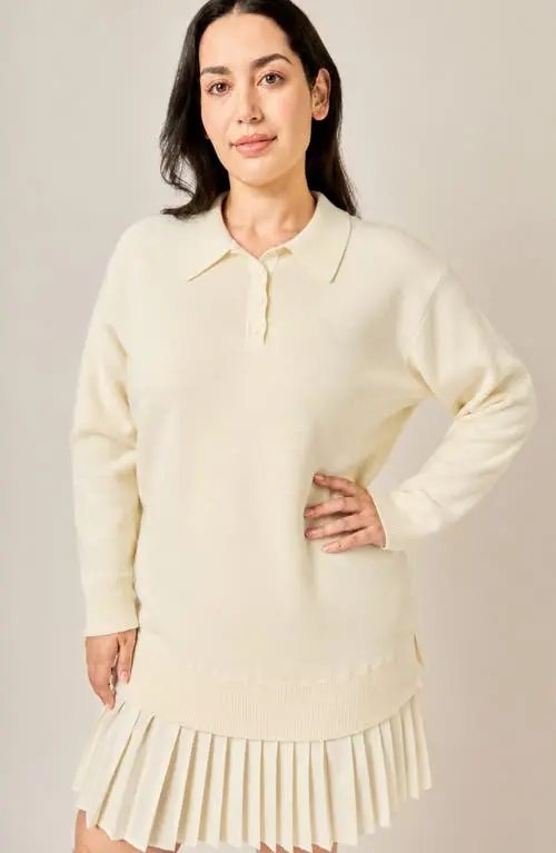 English Factory Mixed Media Polo Minidress - Cream
