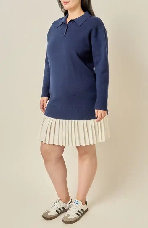 English Factory Mixed Media Polo Minidress