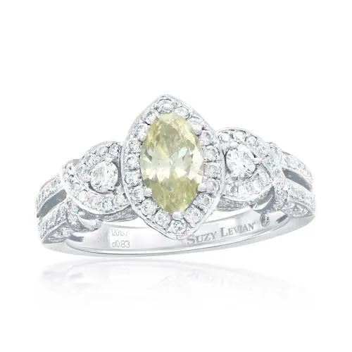 SOUZANA BY SUZY LEVIAN 18k White Gold 0.67ct Marquise Diamond And 0.83cttw Diamond Engagement Ring - Yellow