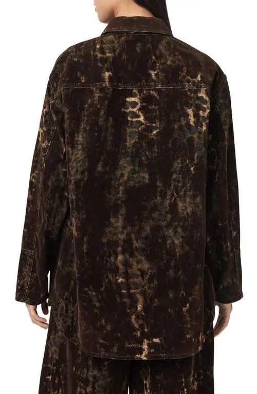 ALLSAINTS Eden Flock Leopard Print Oversized Shirt - Leppo Brown