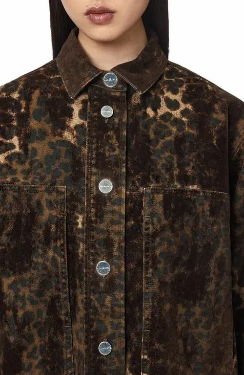 ALLSAINTS Eden Flock Leopard Print Oversized Shirt - Leppo Brown
