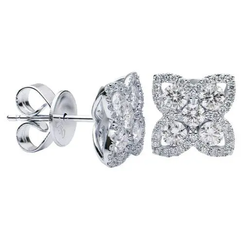 SOUZANA BY SUZY LEVIAN 18k Diamond Flower Cluster Stud Earrings - White Gold