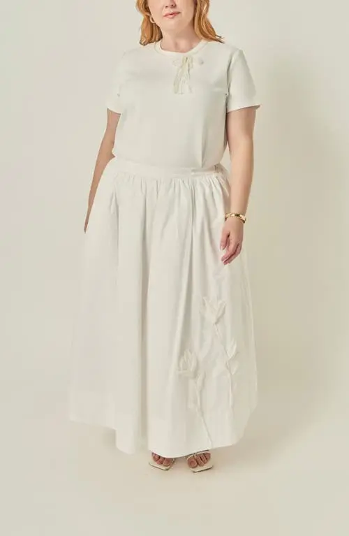 English Factory Pearly Bead Lace Bow Top
