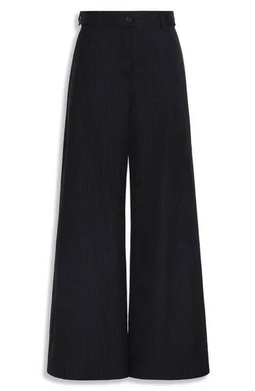 Max Mara Bravo Pinstripe Wide Leg Virgin Wool Blend Pants
