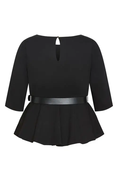 City Chic Paige Belted Peplum Top