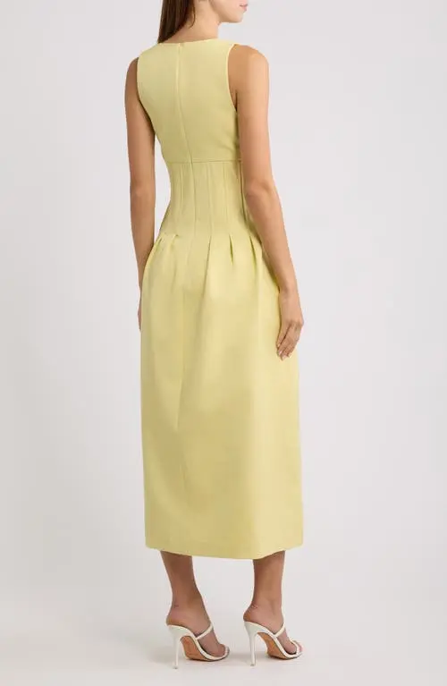 Oddmuse Cinched Midi Dress - Lemon