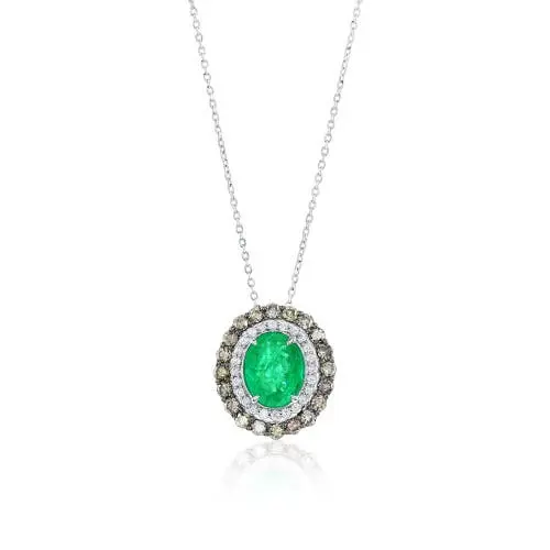 SOUZANA BY SUZY LEVIAN 14k Gold 2.43ct Emerald & 0.80cttw Diamond Pendant Necklace - Green