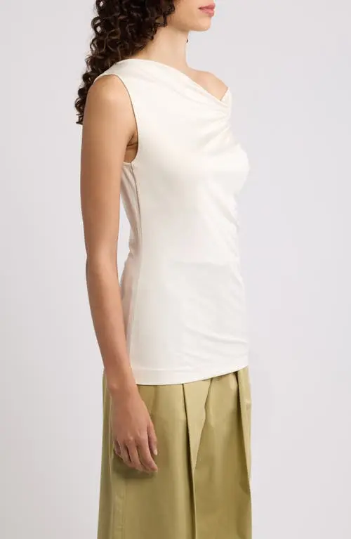 BOSS Asymmetrical Ruched Jersey Top - Soft Cream
