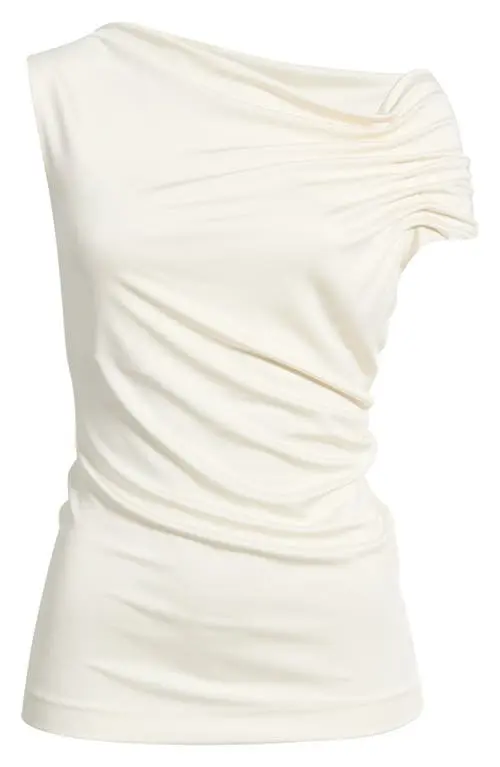 BOSS Asymmetrical Ruched Jersey Top - Soft Cream