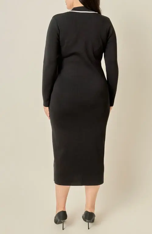 Endless Rose Tipped Long Sleeve Sweater Shirtdress