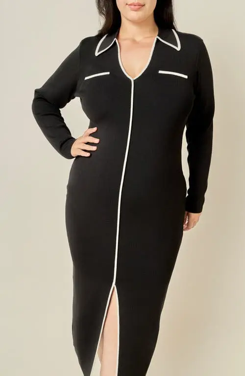 Endless Rose Tipped Long Sleeve Sweater Shirtdress