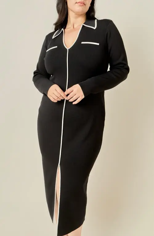 Endless Rose Tipped Long Sleeve Sweater Shirtdress
