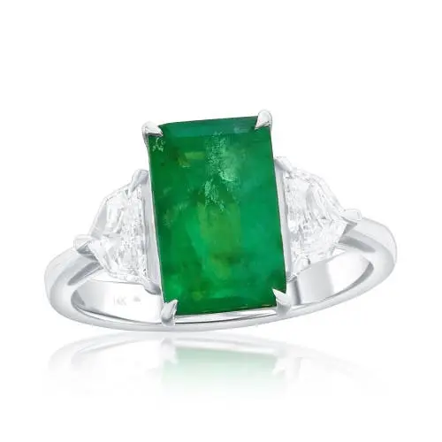 SOUZANA BY SUZY LEVIAN 14k White Gold 2.68ct Emerald And 0.54cttw Diamond Ring - Green