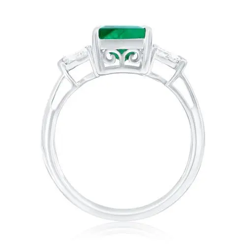 SOUZANA BY SUZY LEVIAN 14k White Gold 2.68ct Emerald And 0.54cttw Diamond Ring
