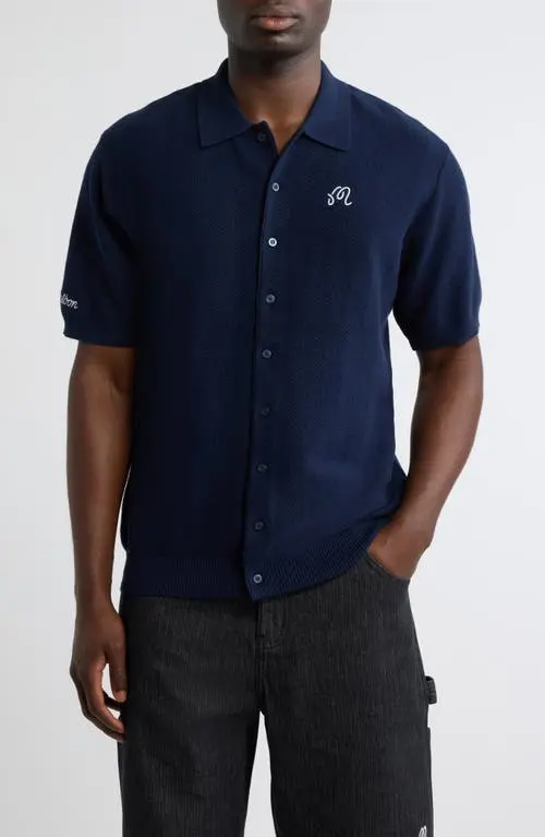 MALBON Crosscut Knit Polo