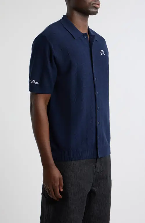 MALBON Crosscut Knit Polo