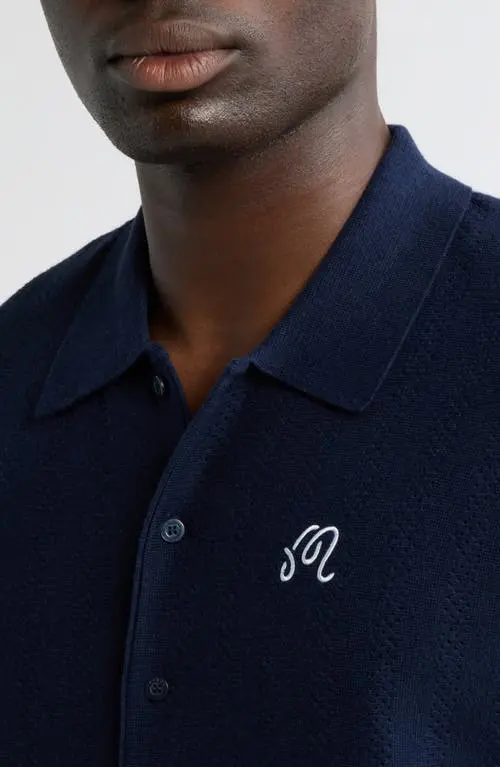 MALBON Crosscut Knit Polo