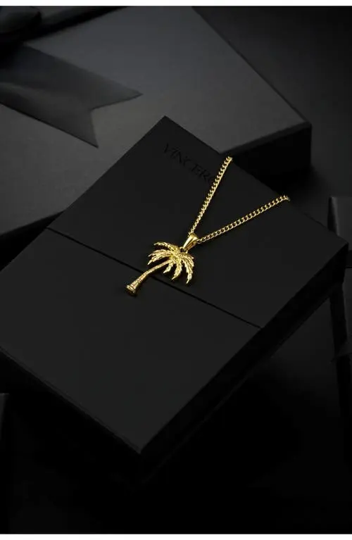 VINCERO Palm Tree Pendant Necklace - Gold