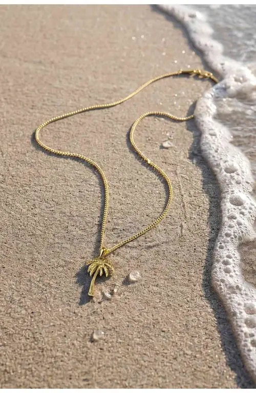 VINCERO Palm Tree Pendant Necklace - Gold