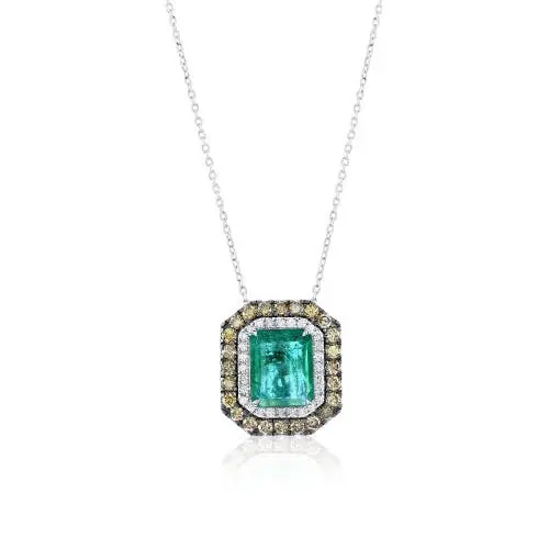 SOUZANA BY SUZY LEVIAN 14k Gold 3.65ct Emerald & 0.96cttw Diamond Pendant Necklace - Green