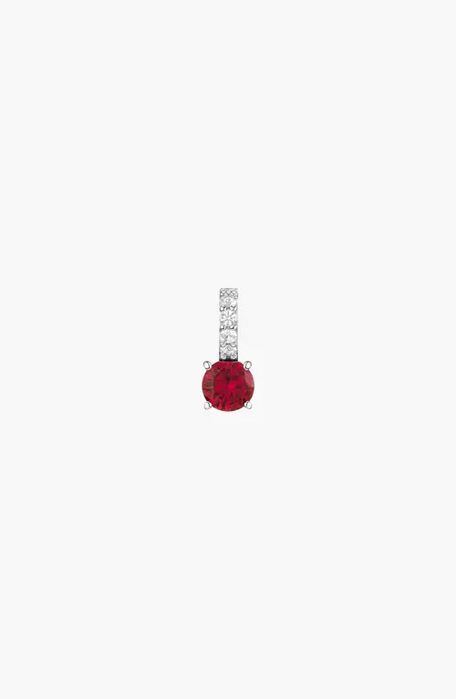 AURATE Round Cut Tennis Charm Pendant - Red Ruby White