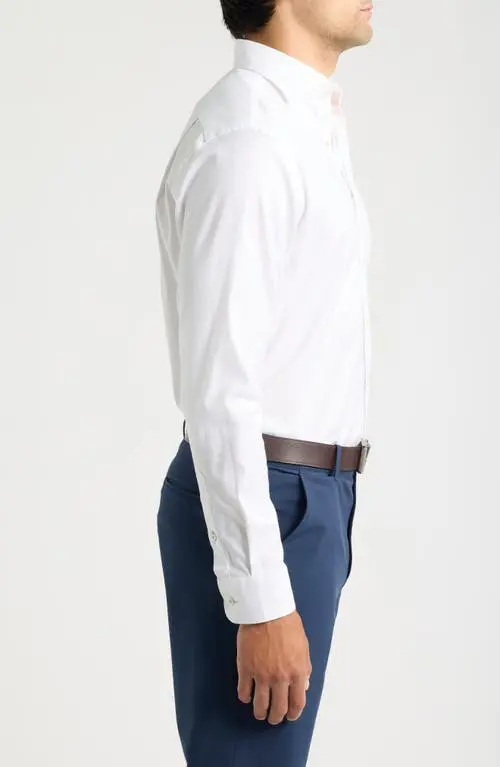Johnnie-o Stretch Twill Solid Long Sleeve Button Up Shirt - White