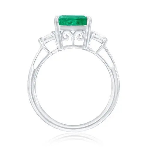 SOUZANA BY SUZY LEVIAN 14k White Gold 2.40ct Emerald And 0.28cttw Diamond Ring