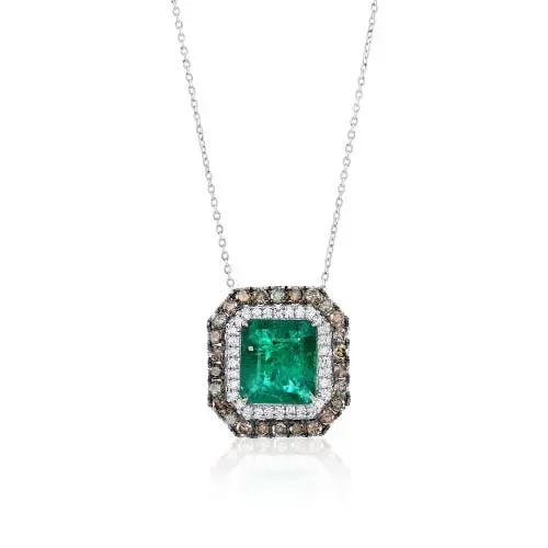 SOUZANA BY SUZY LEVIAN 14k Gold 3.44ct Emerald & 0.84cttw Diamond Pendant Necklace - Green