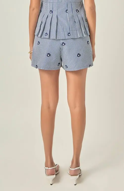 English Factory Embroidered Gingham Shorts