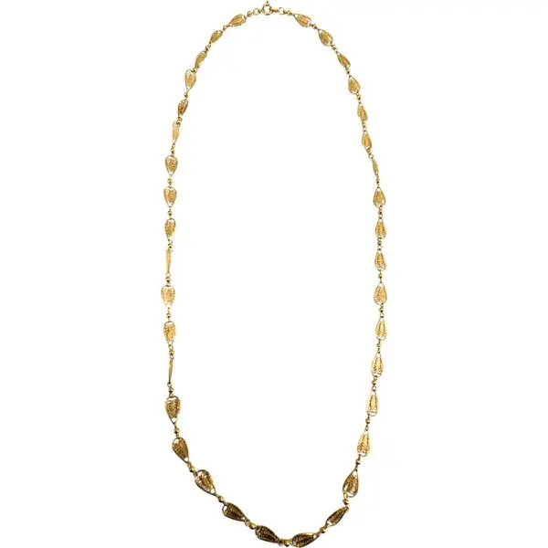 MADISON BEVERLY HILLS Vintage 1960s Tone Filigree Leaf Link Necklace - Gold