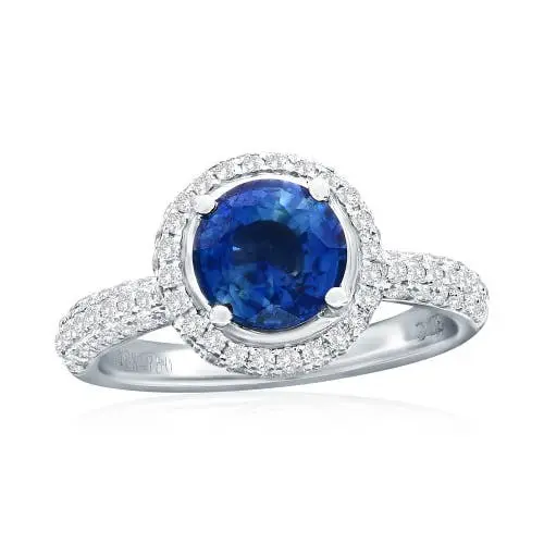 SOUZANA BY SUZY LEVIAN 14k White Gold 1.65ct Sapphire And 0.98cttw Diamond Ring - Blue