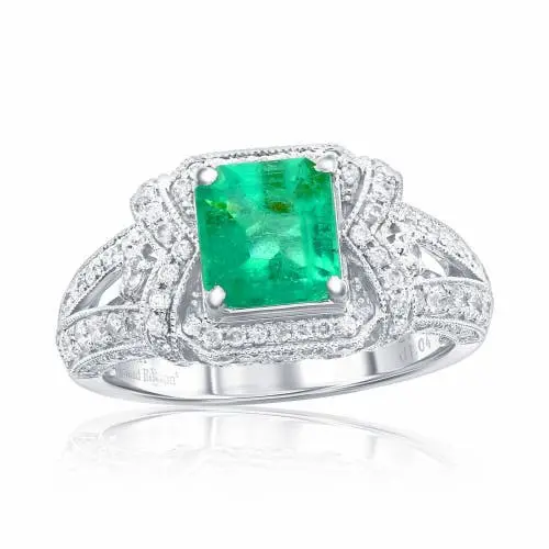 SOUZANA BY SUZY LEVIAN 14k White Gold Emerald And Diamond Ring - Green