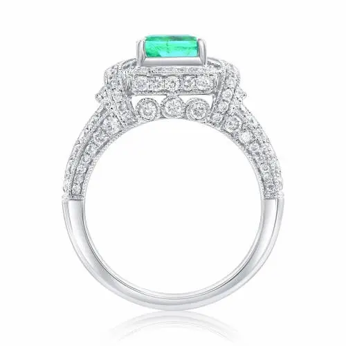 SOUZANA BY SUZY LEVIAN 14k White Gold Emerald And Diamond Ring
